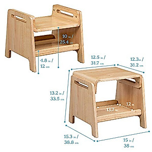ECR4Kids Sit or Step Stool, Kids Furniture, Natural