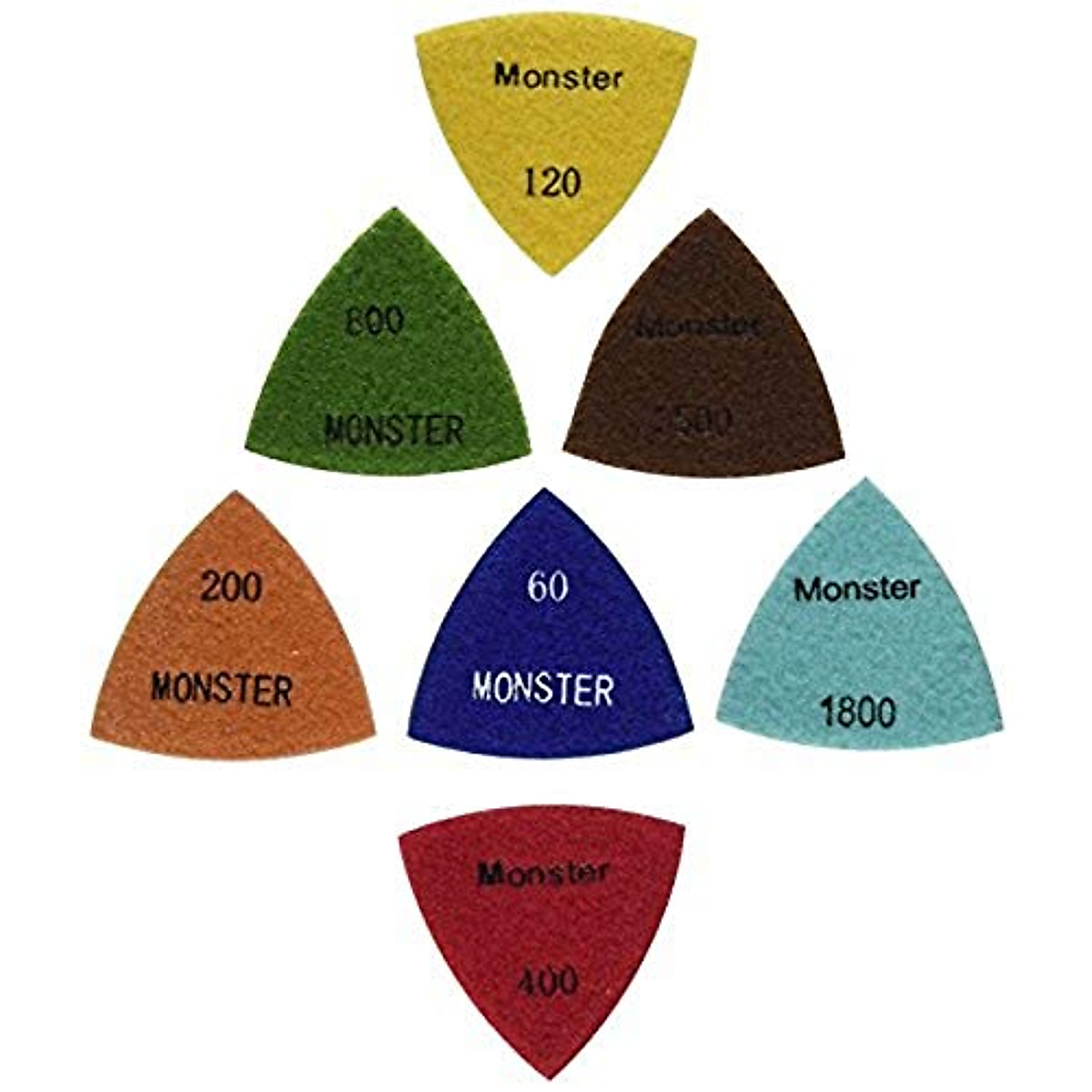 Toolocity 3TRIOSET 3-Inch Triangle Diamond Polishing Pads for Oscillating Multi Tools, Set of 7