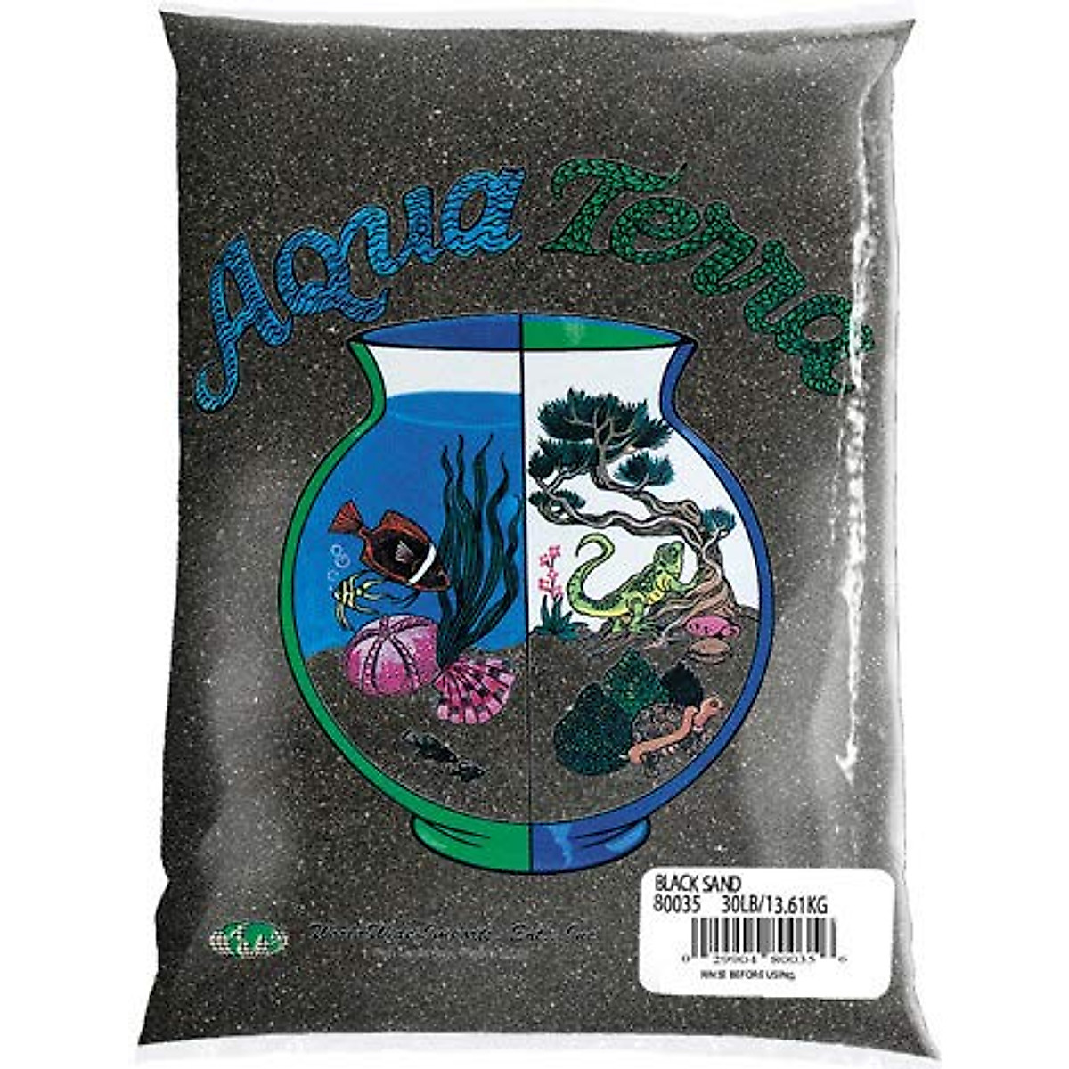 Nature's Ocean Aqua Terra Black Sand 5 lb Bag, Natural Aquarium Sand