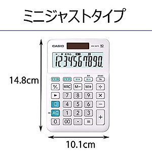 Casio MW-100TC-WE-N W Tax Rate Calculator, 10 Digits, Tax Calculator, White, Mini Just Type