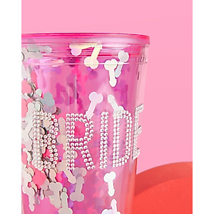 xo, Fetti Bachelorette Party Bride Confetti Tumbler Cup - Bridal Shower, Engagement Party Decoration and Bride To Be Gift