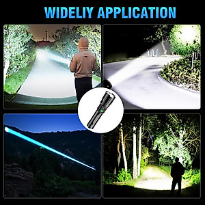 Flashlights 20000 High Lumens Rechargeable - 1500 Meters Long Beam Super Bright LED Flash Light with Power Display & IPX5 Waterproof for Camping, 20H Runtime,5 Modes,Zoomable Handheld Flashlight