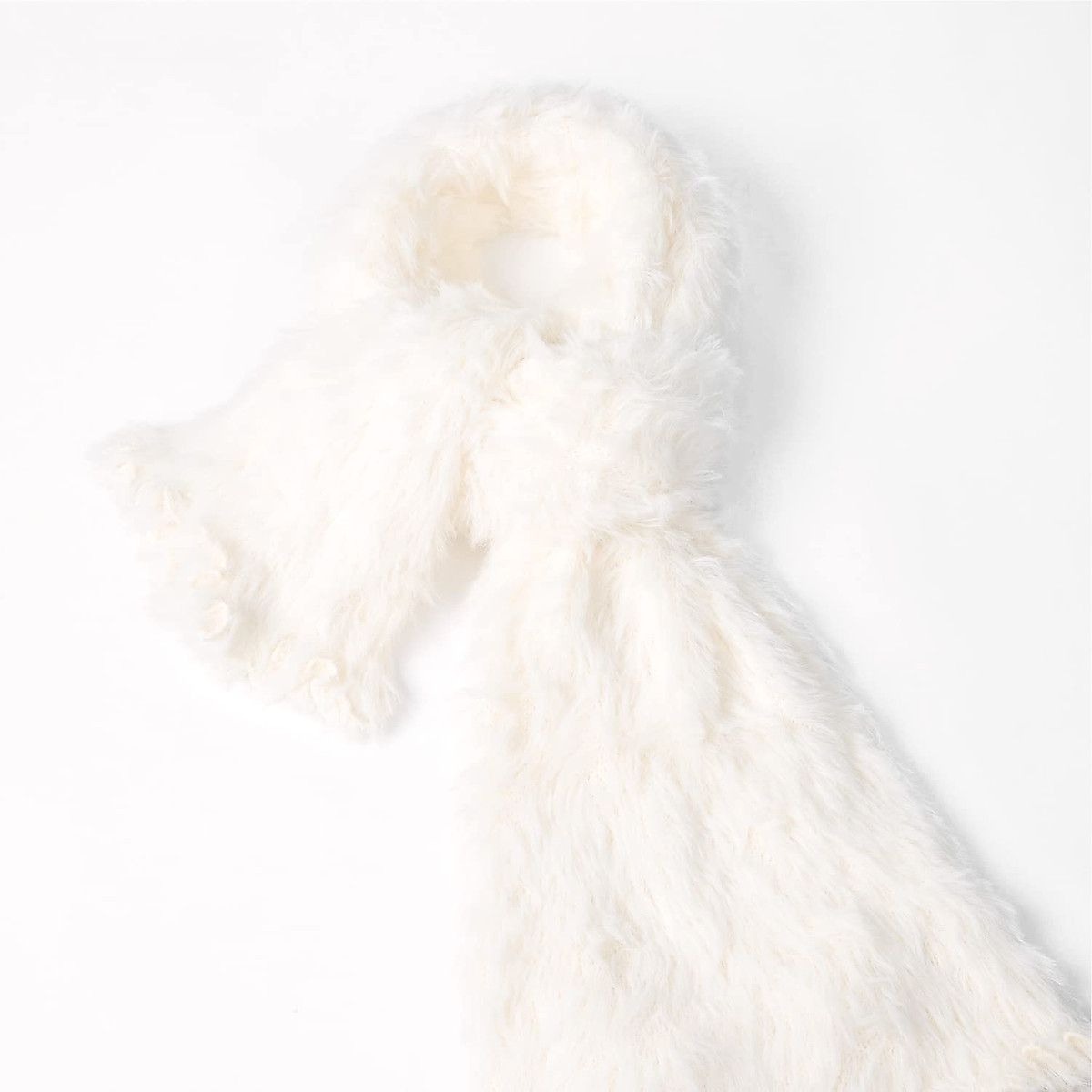 KM CHOICE ONE Scarf: Infinity Scarf, Faux Fur Giving Shawl for Women Winter Warm, Wraps for Men, Christmas Gift, Soft & Fluffy Scarf in Gift Box (Ivory)