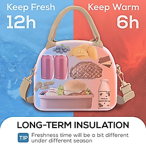 TOURIT Womens Insulated Lunch Bag Thermal Reusable Tote for Work Picnic, Hot Pink