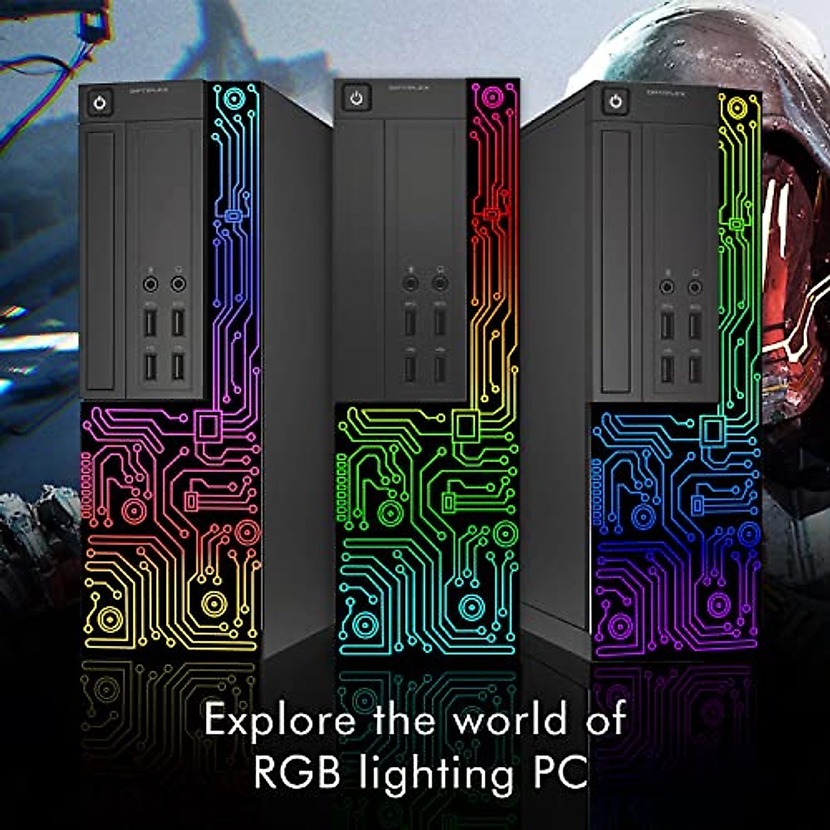 Dell Gaming OptiPlex Desktop Computer PC, Intel Core i7, GT 1030 2GB GDDR5, 16GB RAM, 512GB SSD, 24 Inch HDMI Monitor, RGB Keyboard Mouse Headset Speaker LED Bar, WiFi, Windows 10 Pro (Renewed)