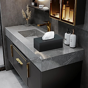 Acrylic Tissue Box Holder, PITBVO Rectangular Shiny Black Tissue Box Cover, Table Facial Napkin Dispenser for Car, Bathroom, Bedroom, Kitchen, Office, Living Room, Counter, Hotel Use