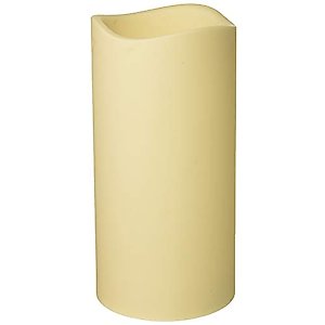 Everlasting Glow 6x12"H LED Out. Pillar, Bisque Christmas, 6InL x 6InW x 12InH, White