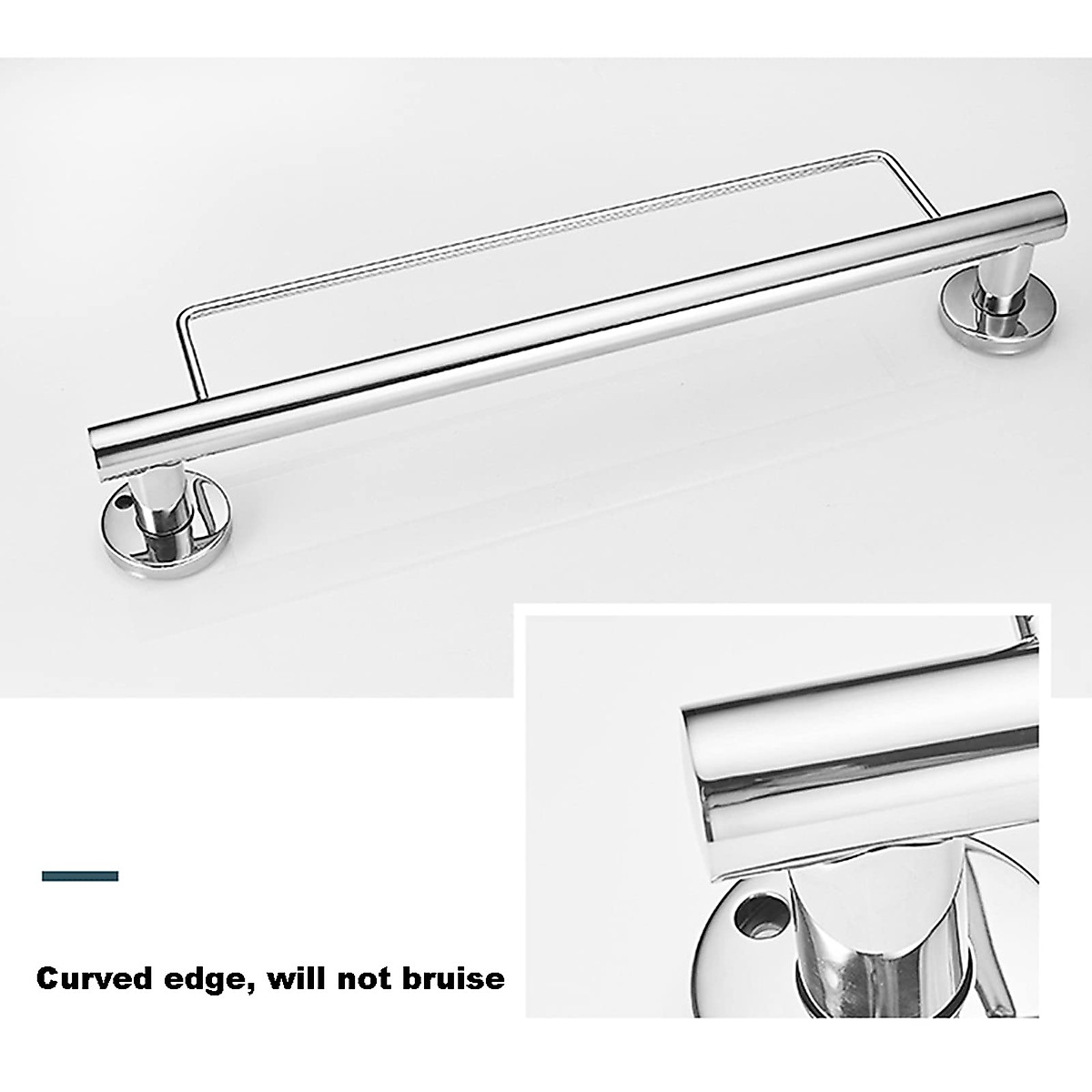 WYZDCP Bathroom Grab Handle with Tower Rail, 304 Stainless Steel Safety Non-Slip Grab Bar for Shower Bathrooms Kitchens,Elderly Kid Senior Assist Bath Handle