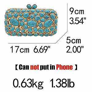 Women's Evening Bag Women Banquet Purse Luxury Evening Bag Turquoise Stone Crystal Clutches Wedding Handbag (Color : Blue)