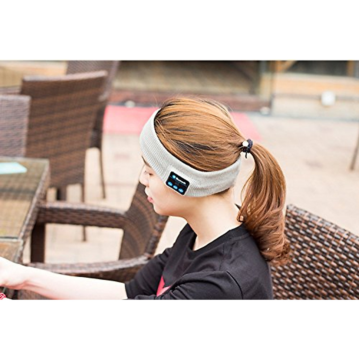 Wireless Bluetooth Stereo Headphones Sports Sleeping Headband Headset Headphone Speaker (Dark Grey)