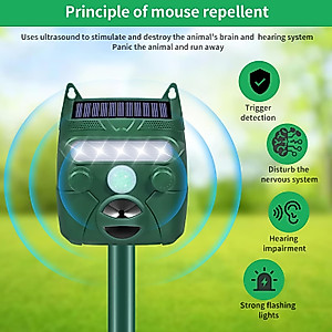 1Pack Ultrasonic Animal Repellent Outdoor Solar Animal Repeller with Motion Sensor&LED Strobe Light Cat Repellent Outdoor Deer Repellent Devices Waterproof Dog Deterrent Skunk Repellent for Yard