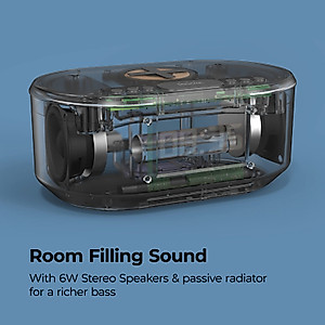 i-box Dawn, Alarm Clock for Bedrooms, FM Radio Alarm Clock with Wireless Charging, Speakers with Bluetooth, Digital Alarm Clock, USB Port, Dimmable Night Light (White)