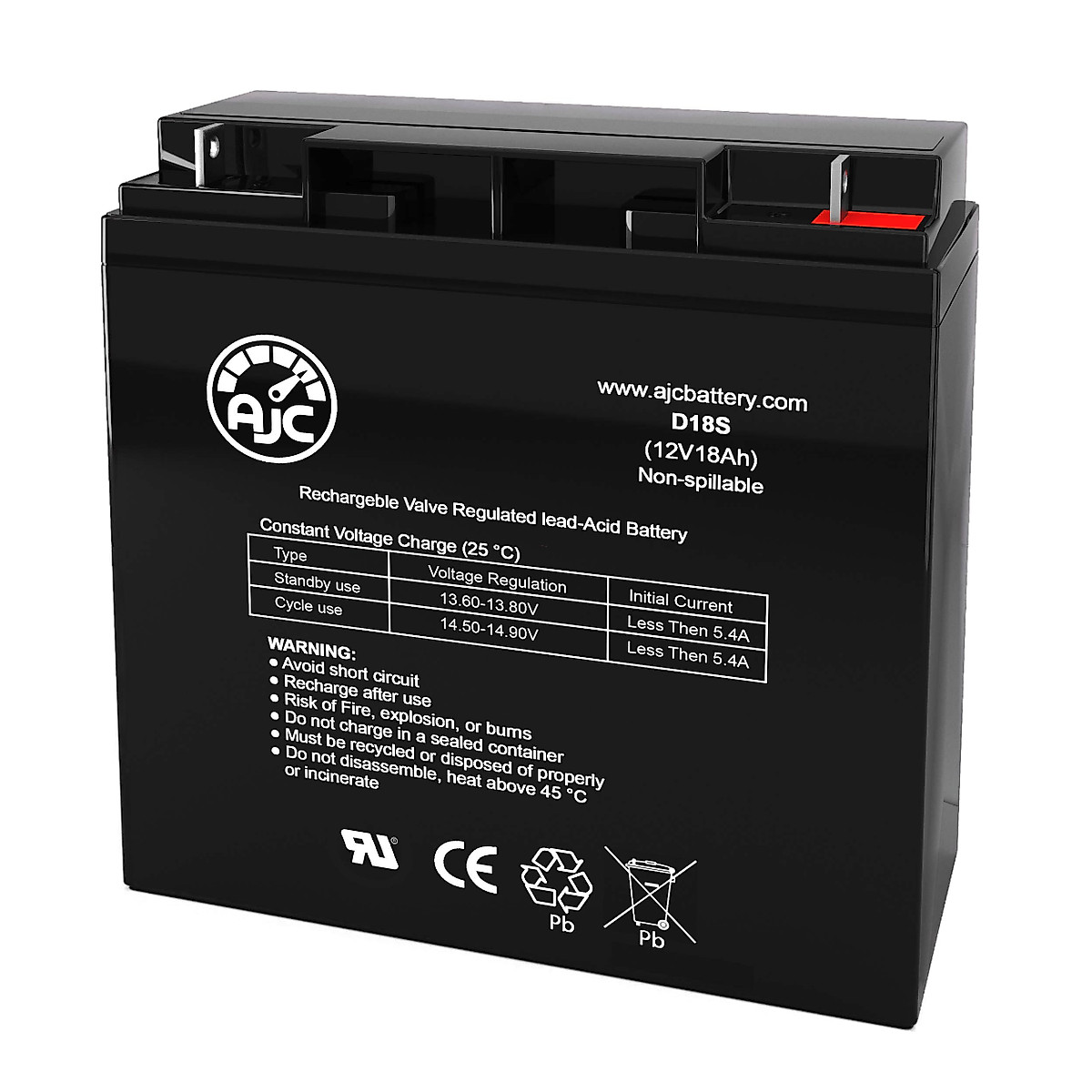 AJC Battery Compatible with Kung Long WP18-12 12V 18Ah Sealed Lead Acid Battery