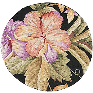 SAFAVIEH Chelsea Collection 8' Round Black HK212B Hand-Hooked French Country Wool Area Rug