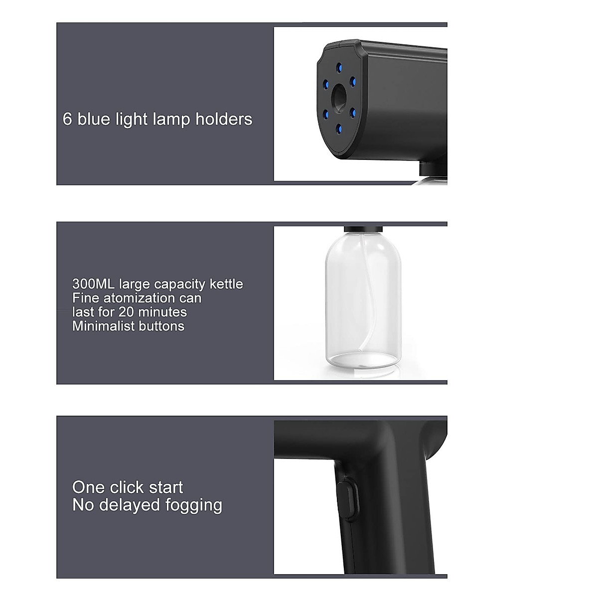 Yosoo Fogger Machine, 300ml Wireless Handheld Fogger, Blue Light Foggers for Touchless Sanitization