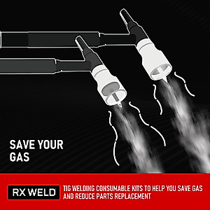 RX WELD 57PCS TIG Welding Torch Stubby Gas Lens #12 Pyrex Glass Cup Kit For WP-17/18/26