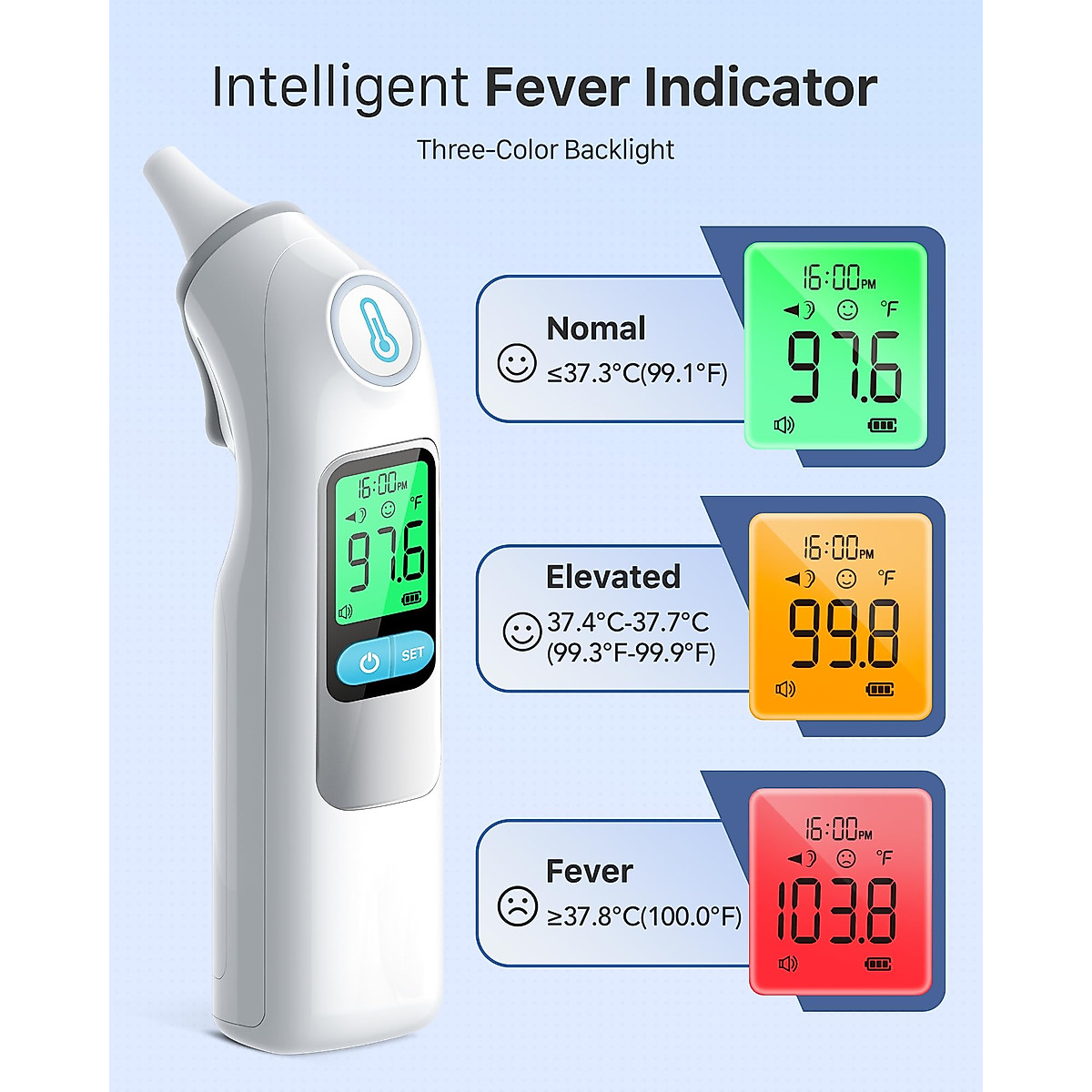 [Ear Thermometer Kit ] Femometer Family 1015 Ear Thermometer and 96X Probe Covers