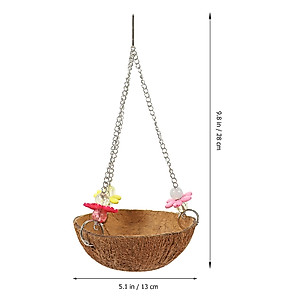 POPETPOP Natural Coconut Shell Bird Nest - Bird Hanging Rocking Nest Parrot Nest Box Coconut Bird Cage Cabin Outdoor Toys for Budgie Cockatiel Lovebird