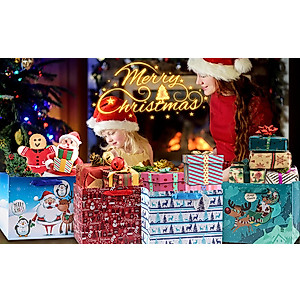 Elephant-package 18 Pack Christmas Gift Paper Bags with Tissue Papers Bulk, Medium Christmas Gift Bags Assorted Desgins with Handles and Tags Christmas Xmas Holiday Party Supplies.