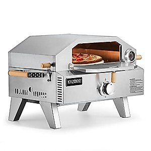Razorri Comodo Outdoor Gas Pizza Oven Stainless Steel, 2-in-1 Portable Propane Fire Griller and Pizza Maker with 12 Inch Cordierite Baking Pizza Stone, Thermometer for BBQ, Camping, Backyard, Picnics