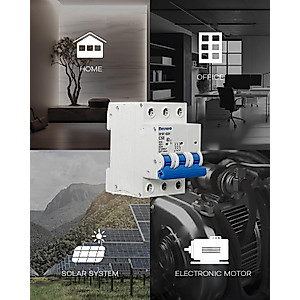 Elecnova 6-63A Miniature Circuit Breaker, AC 3 Pole 400V, DIN Rail Mounted 50 amp Breaker, Thermal Magnetic Trip, 110V / 120V Available, Overload, Short-Circuit Protection