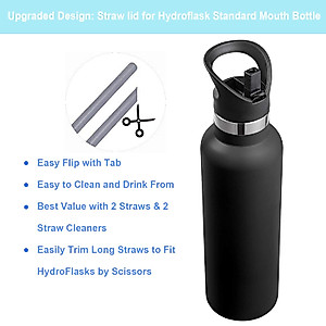 RRegeny Straw Lid for Hydro Flask Standard Mouth,Straw Lid Compatible with Hydroflask Standard Mouth 18 21 24 oz, Top Sport Cap with Fixed Handle for Hydroflask Straw Lid
