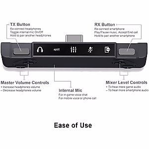 HomeSpot Pro Switch Bluetooth Adapter, Audio Chat Mixer for Streaming Switch & Smartphone or PC Audio, Spotify, Discord, Voice Call to Bluetooth Headphones, with aptX Low Latency and Built-in Mic