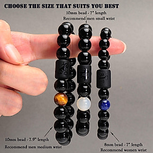 VLINRAS Zodiac Taurus Bracelet for Men Women Taurus Gifts Natural Black Onyx Stone Zodiac Charm Bracelet Constellation Horoscope Jewelry