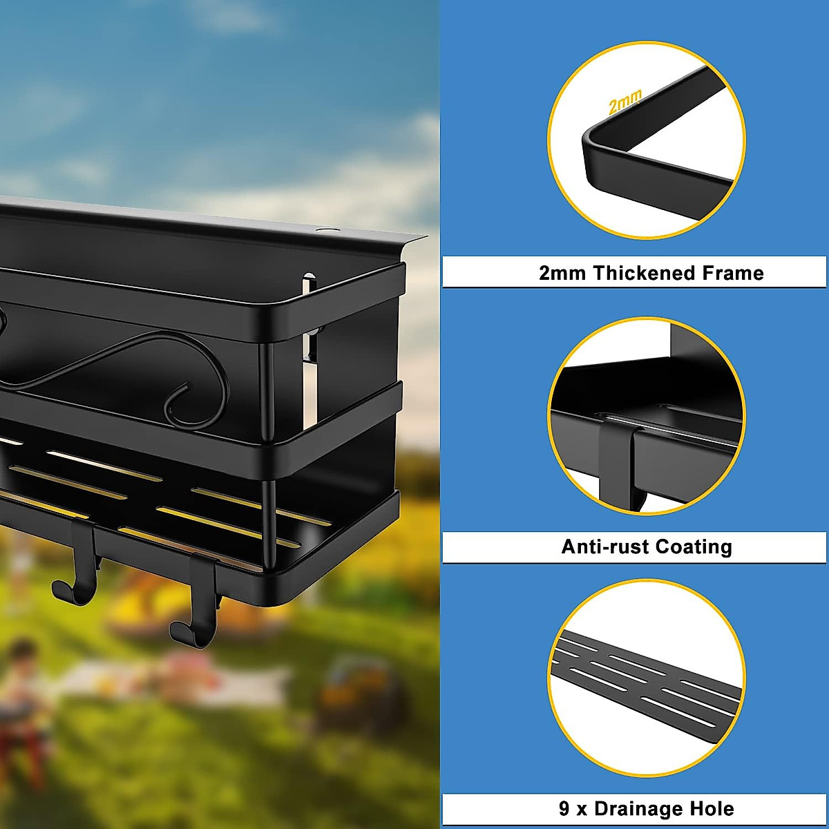 GDNEASE Blackstone Grill Caddy | Removable BBQ Accessory for 28"/36" Spatula Tool Holder | Griddle Caddy Tool-Free & Easy to Install