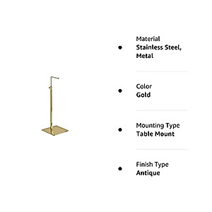 B&NN Adjustable Metal Handbag Rack Tabletop Handbag Purse Display Stand Single Hook Bag Stand Holder (Gold)