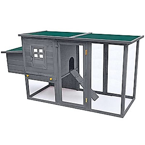 vidaXL Outdoor Chicken Cage Hen House with 1 Egg Wooden Weather Resistant Hen House Small Animal Chicken Coop Cage Pet Carrier Gray Wood