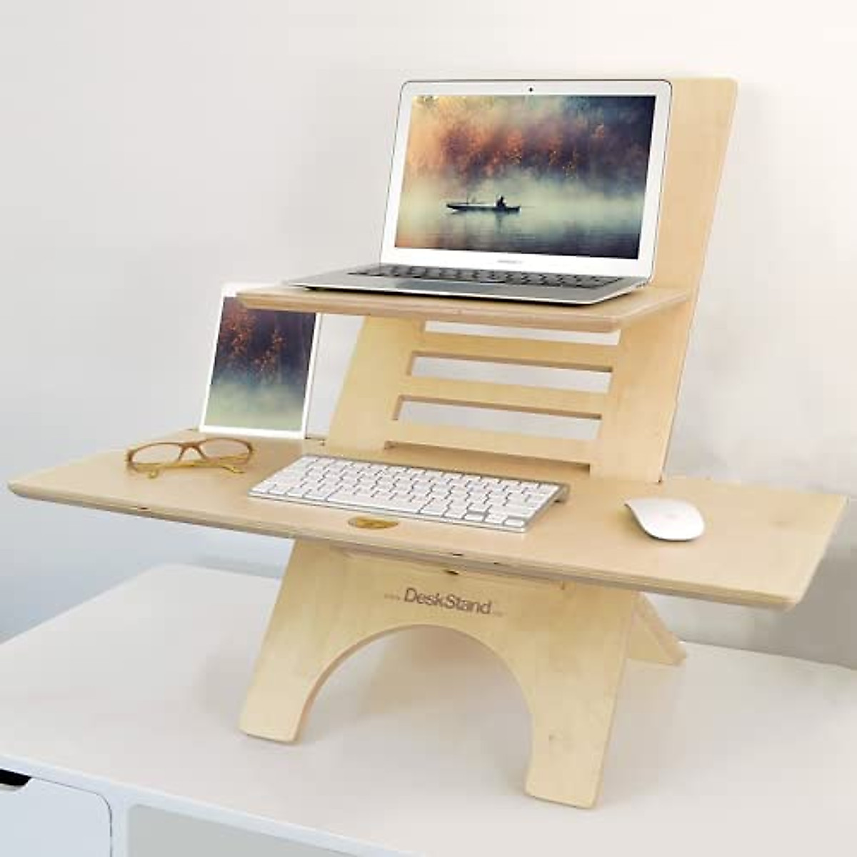DeskStand Original Standing Desk Height Adjustable Sit-Stand Desk Converter, Ergonomic Furniture