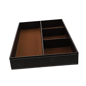 Holibanna 1pc Partition Storage Box Cosmetic Containers Jewelry Organizer Tray Household Storage Case Vanity Tray Dresser Organizer Valet Storage Rack Multi Compartment Man Leather