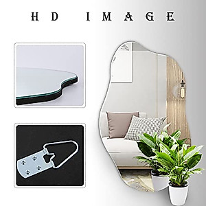QDSSDECO Asymmetrical Wall Mounted Mirror, Wavy Mirror, Irregular Shaped for Living Room, Bedroom, Entryway, 19.7" x33.5"
