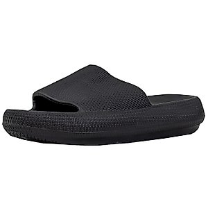 FROGG TOGGS womens Squisheez Comfort Pool Slide, Enjoy Walking on Millions of Tiny Air Bubbles athletic water shoes, Black, 9 US
