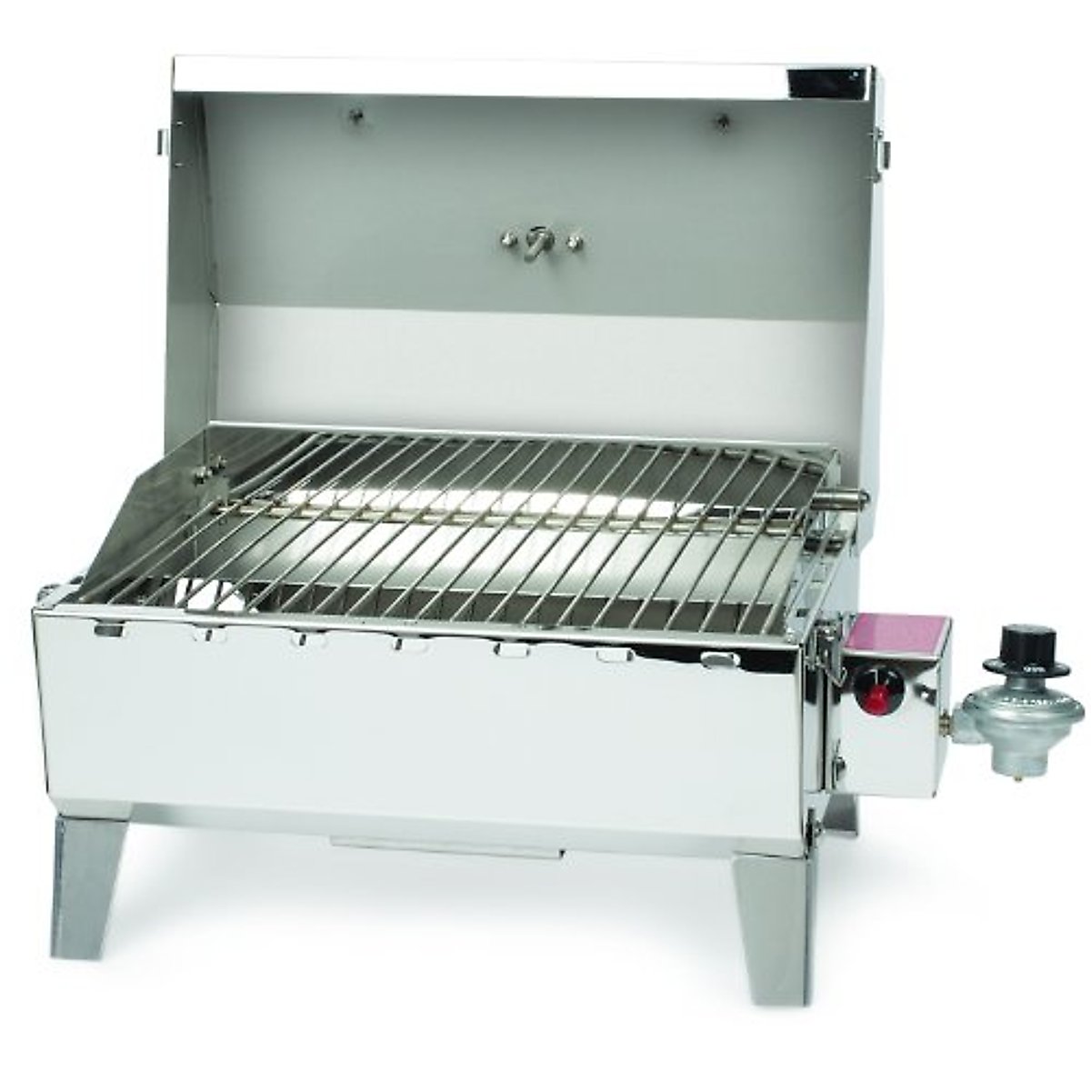 Camco Grill-Stow N Go 125 Portable Propane Gas Grill with Push Button Igniter, Temperature Gauge, and Storage Bag for RV, Tailgating, and Camping
