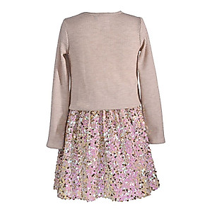 Bonnie Jean Girl's Valentine's Day Outfit - Pink Skirt and Sequin Heart Shirt Set for Little Girls, Dusty Pink, 6X