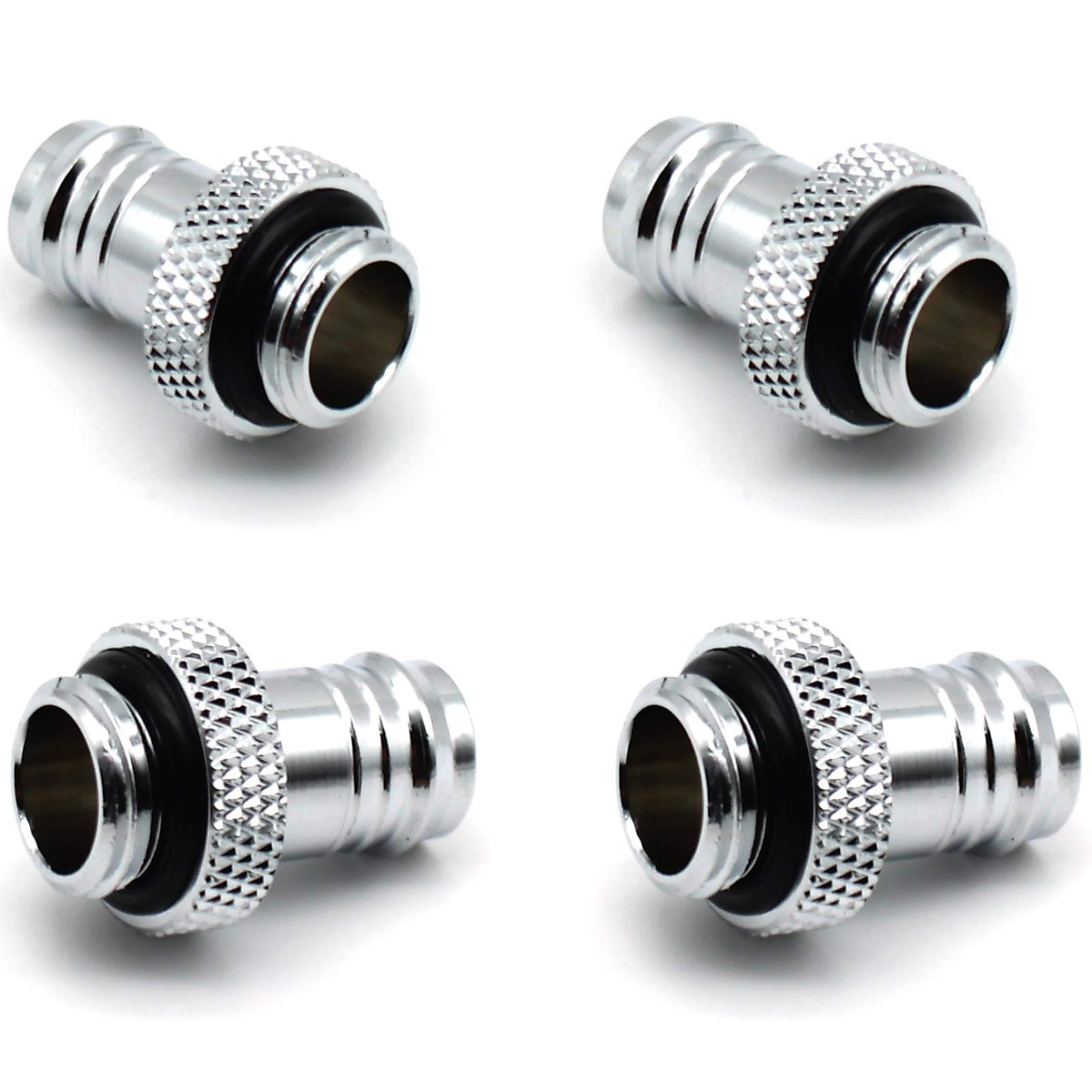 G1/4" to 3/8" Barb Fitting，LBTODH 4pcs Pagoda Barb Elbow Water Cooling Fittings for Computer Water Cooling System(Silver)