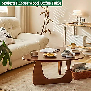 HM&DX Triangle Coffee Table Rubber Wood,Mid-Century Modern Coffee Table Abstract End Table,Small Center Table Wooden Coffee Table for Living Room Home Office(36" Lx23 Wx16 H, Walnut)