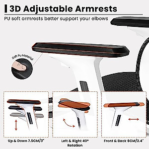 Razzor Ergonomic Mesh Office Chair High Back Desk Chair with Adjustable Lumbar Support and Headrest, 3D Flip-up Arm Computer Gaming Chair, Executive Swivel Task Chair