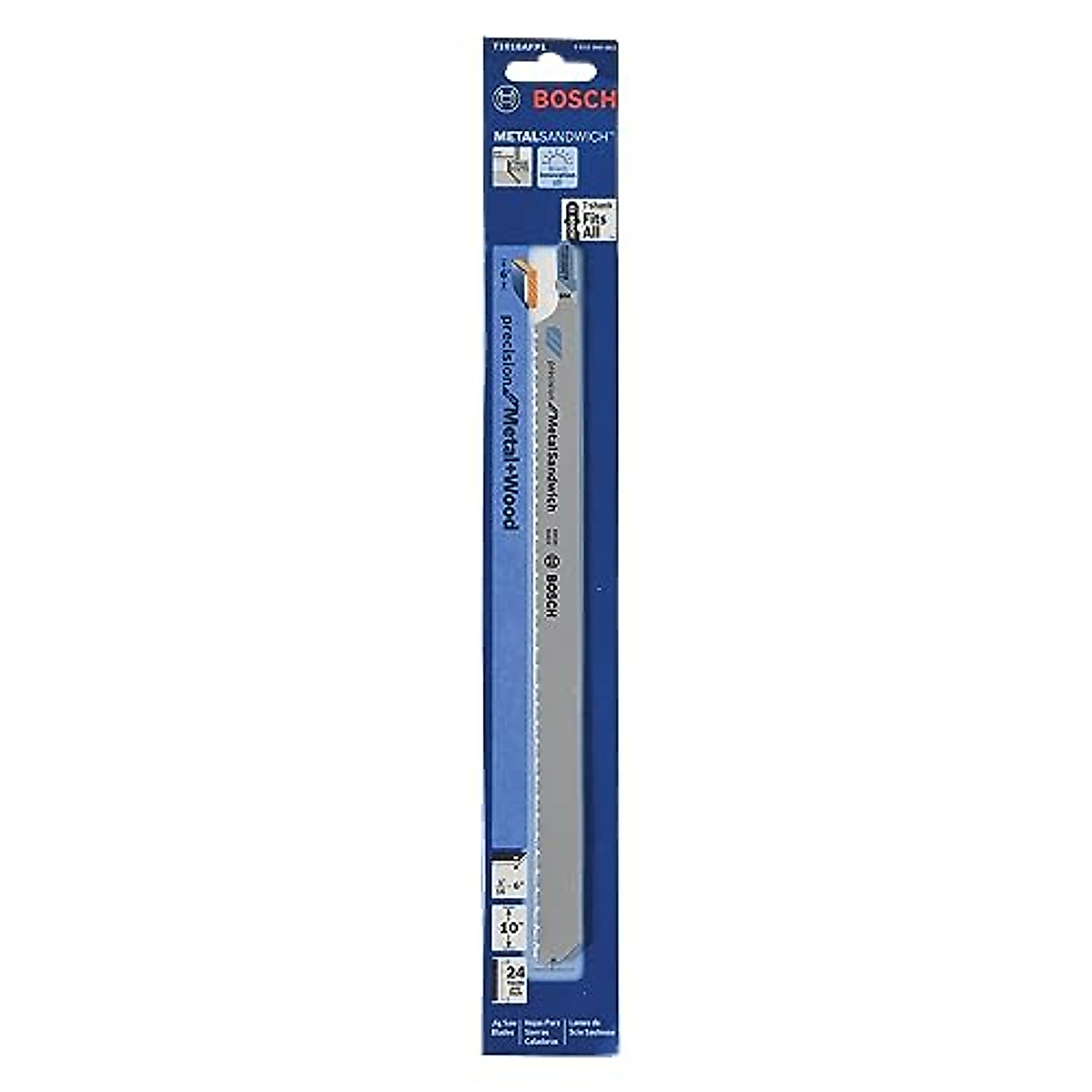 BOSCH T1018AFP1 10 In. 24 TPI T-Shank Precision Jigsaw Blade Ideal for Cutting Wood and Metal Sandwich Materials