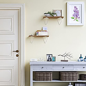 Wallniture Colmar Floating Shelves for Bedroom Wall Decor, Wood Wall Shelf Set of 2 for Home Organization and Storage, 17"x4.5" Natural Burned