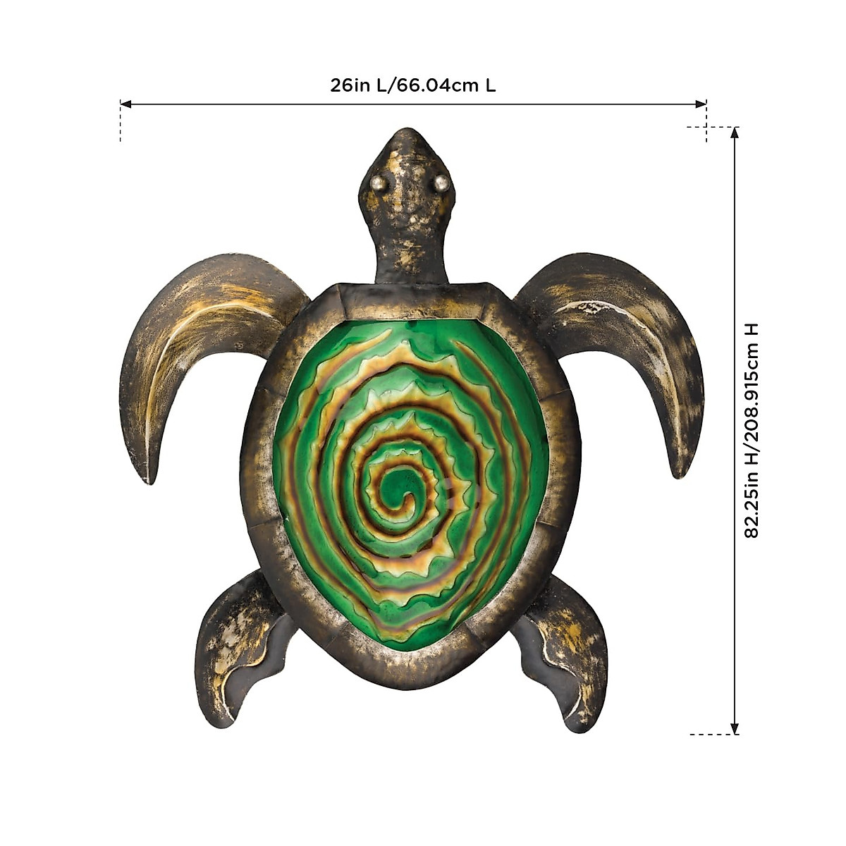 Regal Art & Gift Artistic Wall Décor, Hand-Painted Metal & Glass Sculpture, Weather & Fade Resistant, Indoor & Outdoor Wall Art, Easy to Hang, Spiral Pattern, Sea/Ocean theme, Turtle