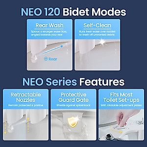 LUXE Bidet NEO 120 White, Whift Toilet Scents Spray Lemon Peel Scented 120mL, Luxe Comfort Soft and Ergonomic Toilet Footstool and Luxe Elongated Toilet Seat Bundle