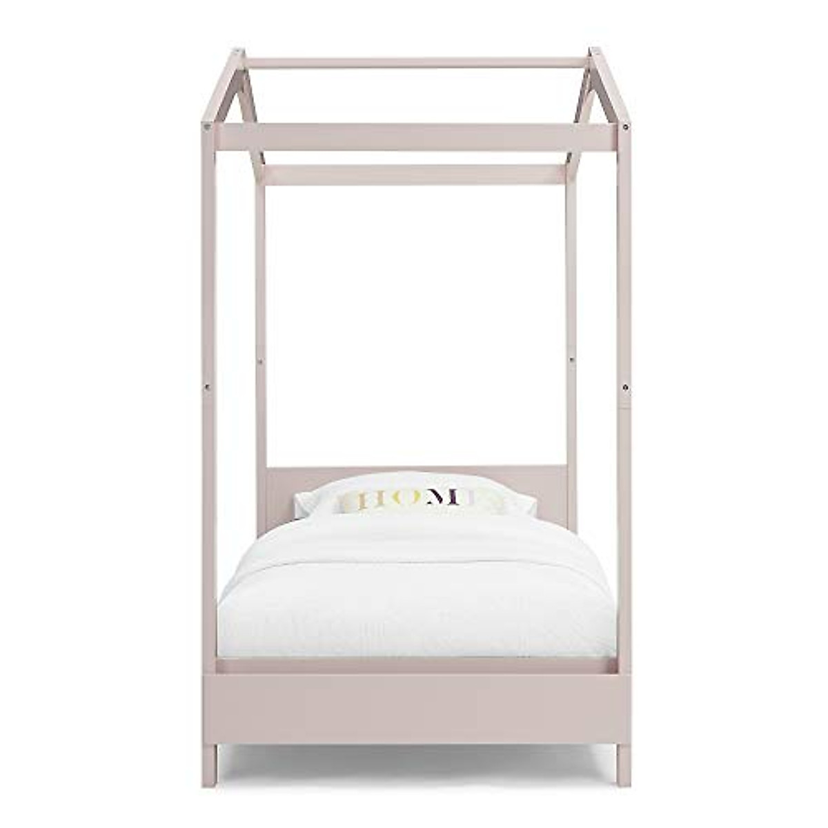Delta Children Poppy House Wood Twin Bed, Platform Bed - No Box Spring Needed, Blush Pink