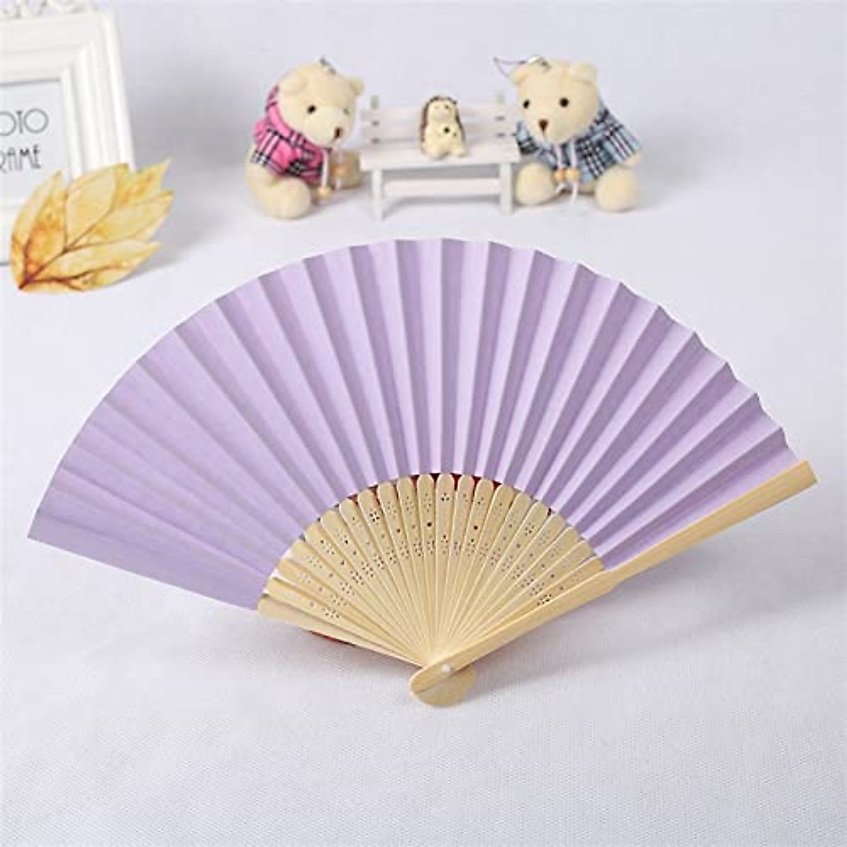 ONILA Folding Hand Fan Hand Held Fan Folding Paper Fan Summer Pattern Folding Dance Wedding Party Lace Silk Folding Hand Held Solid Color Fan Handheld Fans (Color : Blue)