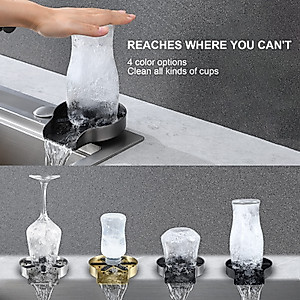 Glass Rinser Cup Bottle Washer Cleaner for Kitchen Sinks, Kitchen Sink Accessories Attachment Stainless Steel Brush Black