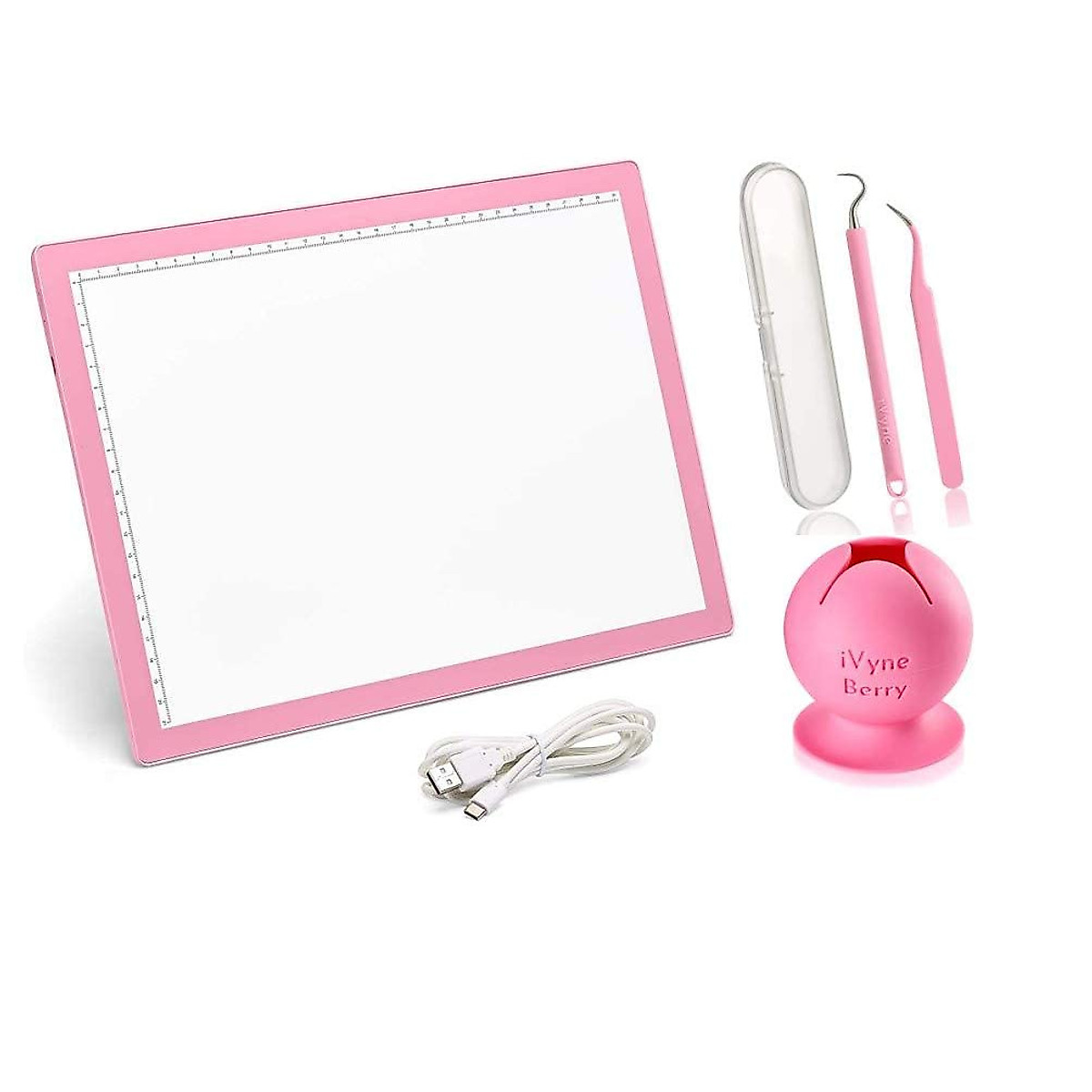 iVyne Cordless Light Pad with iVyne 2 Pc Essential Tools and Vyne Berry Suction Scrap Collector - Pink