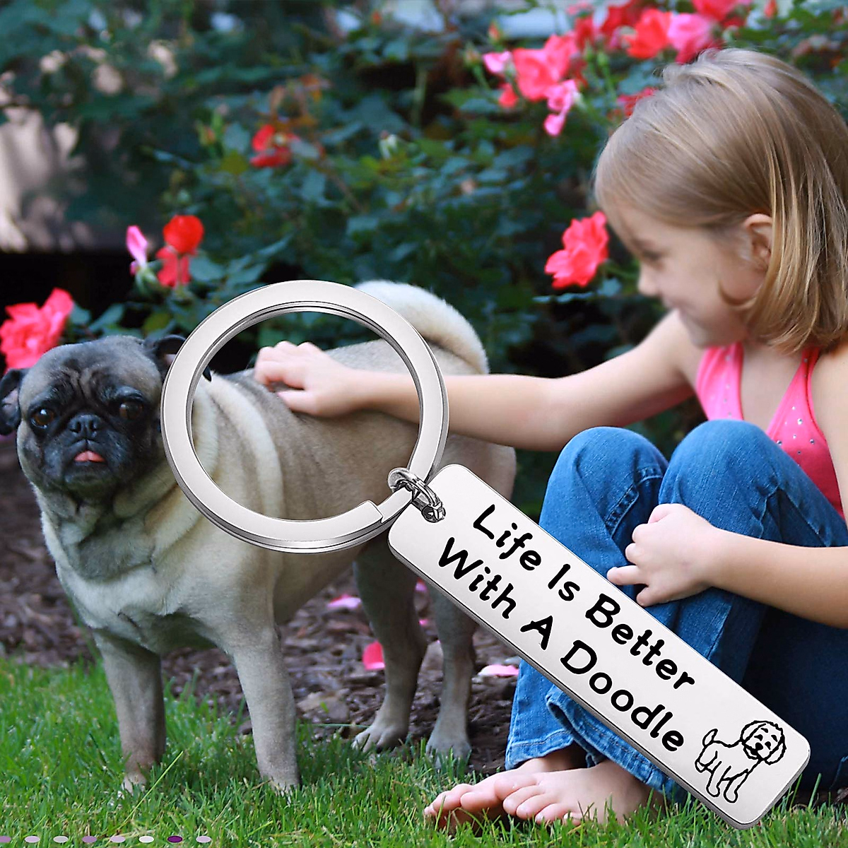 FEELMEM Dog Lover Gifts Life Is Better with A DoodleKeychain Gift for Dog Mom Doodle Mama Jewelry Doodle Owner Gifts (Doodle)