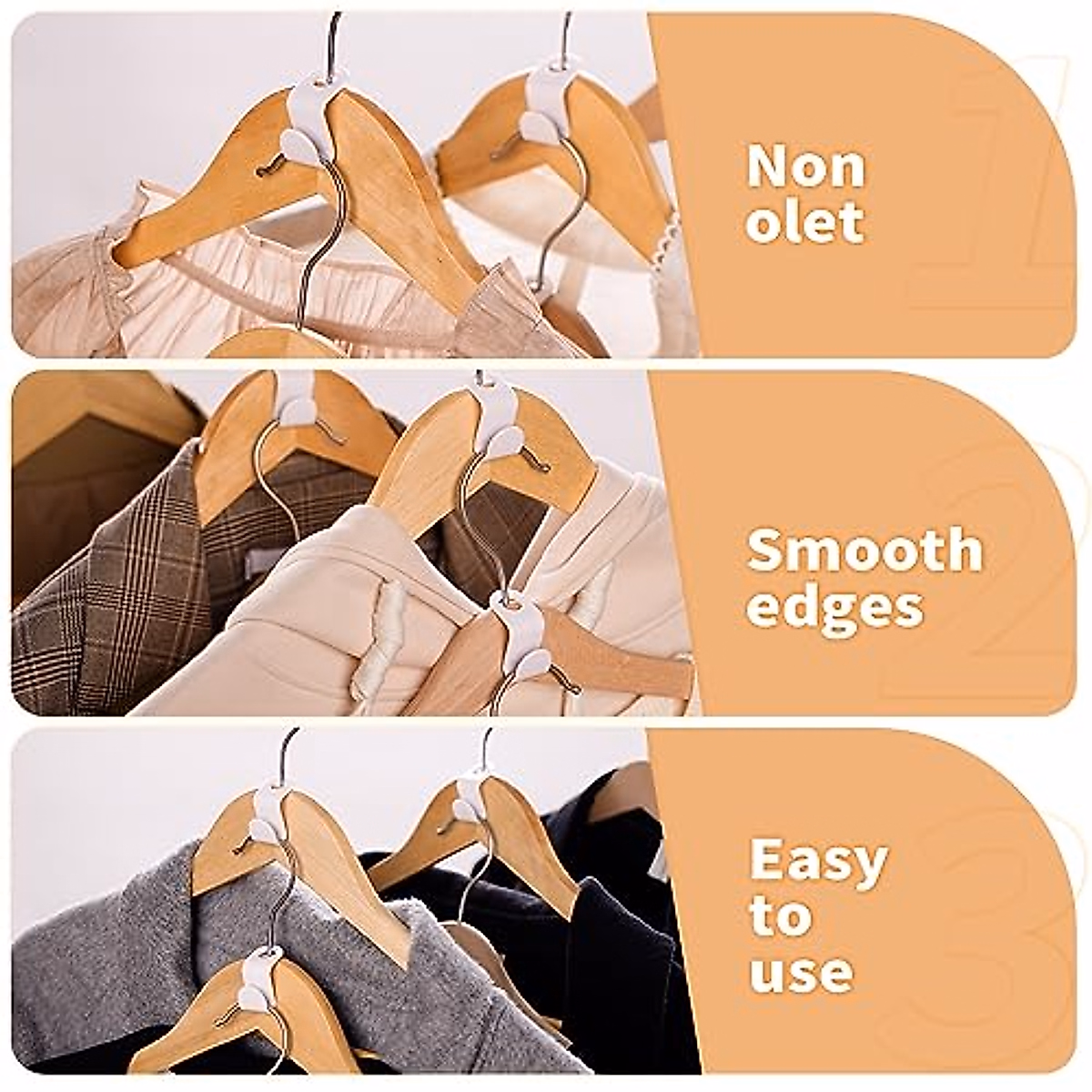 PTYWRTUS 70 Pcs Hanger Hooks Space Saver, Clothes Hanger Connector Hooks, Connecting Buckle Hooks for Hangers, Hanger Hooks for T-Shirts, Sweaters, Coats (White)